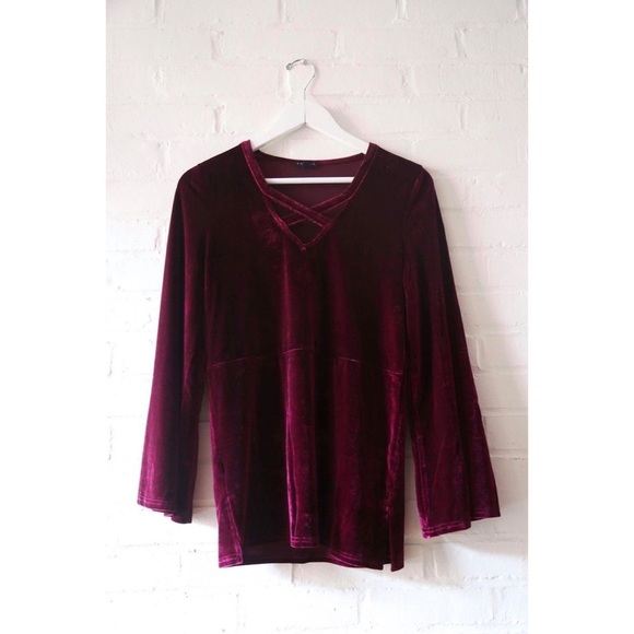 Tops | Red Velvet Criss Cross Top | Poshmark